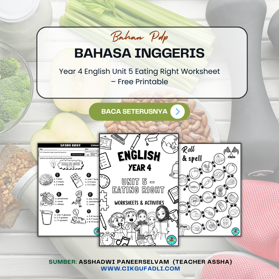 Year 4 English Unit 5 Eating Right Worksheet – Free Printable