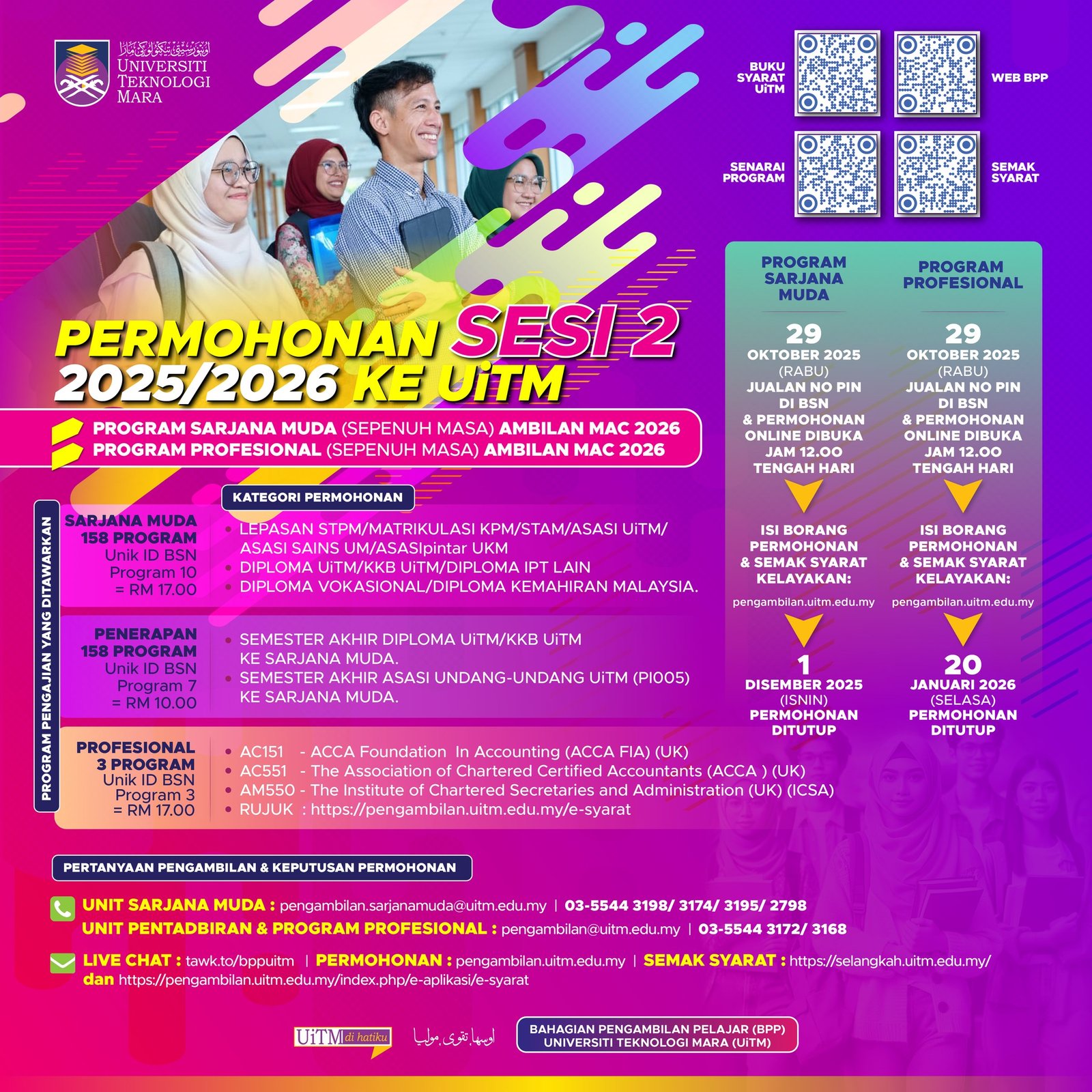 Permohonan UiTM Sesi 2 2025/2026 Dibuka