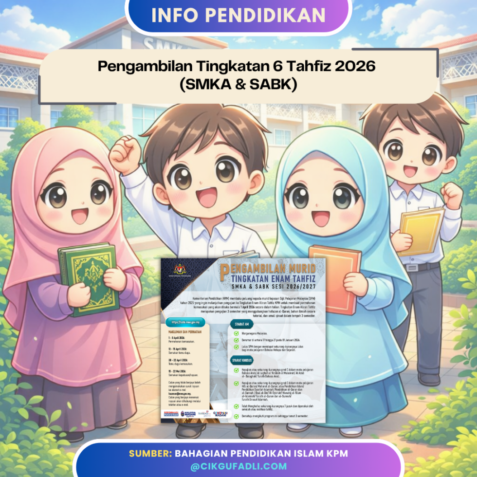 Pengambilan Tingkatan 6 Tahfiz 2026 (SMKA & SABK)